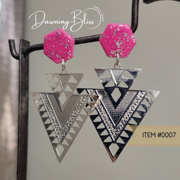 Tineka Dawn | Jewelry | Barbie Style Hot Pink And Silver Dangle ...
